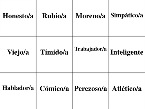 Spanish Adjectives Flash Cards - Student Printable - Adjetivos ...
