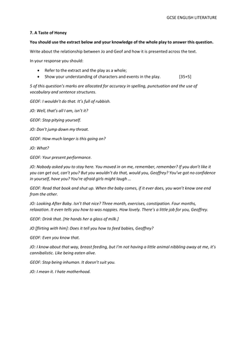 A Taste of Honey SOW | Teaching Resources