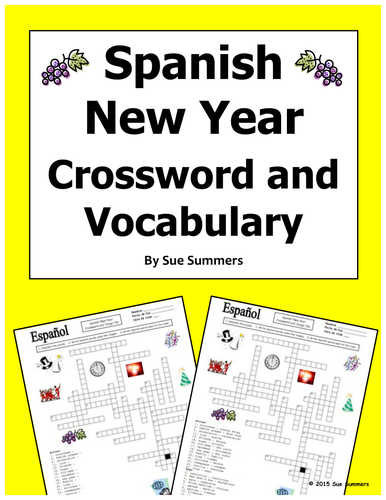 Spanish New Year Crossword Puzzle Worksheet and Vocabulary | Teaching ...