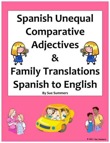Spanish Unequal Comparative Adjectives SPANISH TO ENGLISH | Teaching ...