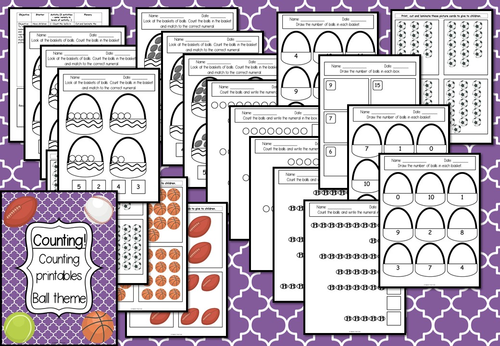 Counting printables - Ball theme | Teaching Resources
