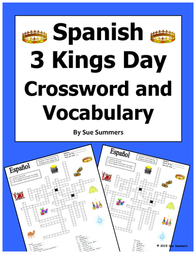 Spanish Three Kings Day Crossword Puzzle Worksheet and Vocabulary ...