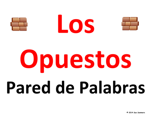 Spanish Opposites Word Wall - Los Opuestos | Teaching Resources