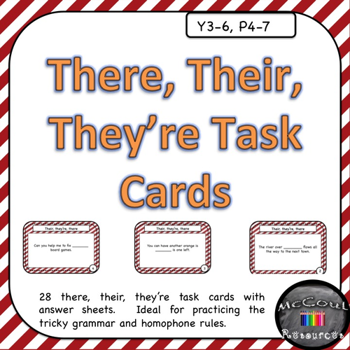 There Their They’re Homophone Grammar Task Cards | Teaching Resources