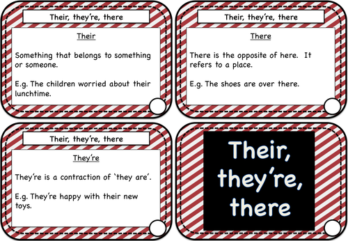 There Their They’re Homophone Grammar Task Cards | Teaching Resources