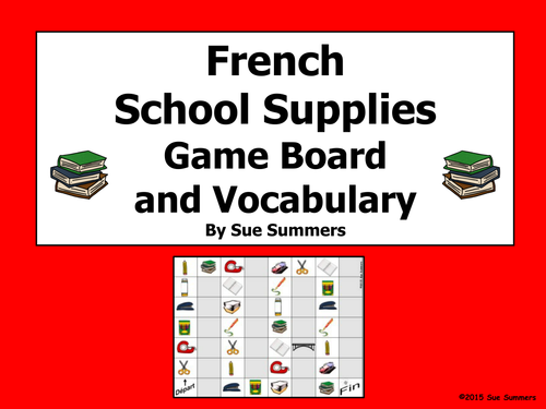 French School Supplies / Class Objects Board Game and Vocabulary ...