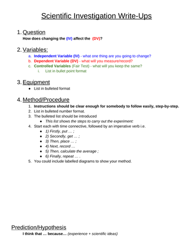 Guidelines to plan and write a KS2 Scientific Report | Teaching Resources
