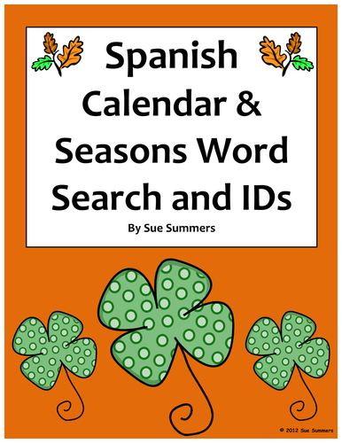 Spanish Calendar & Seasons Word Search & IDs - Calendario | Teaching ...