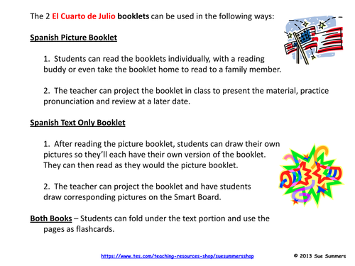 Spanish 4th of July El Cuarto de Julio 2 Booklets and Presentation by ...