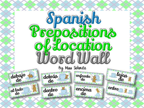Spanish Prepositions of Location Word Wall & Bulletin Board Set ...