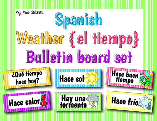Spanish Weather {El Tiempo} Word Wall & Bulletin Board Set | Teaching ...