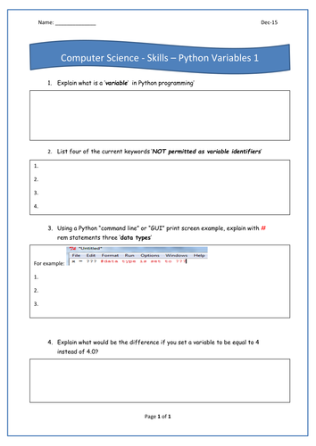 OCR A452 GCSE Practical Investigation PYTHON VARIABLES | Teaching Resources OCR A452 GCSE Practical Investigation PYTHON VARIABLES | Teaching Resources