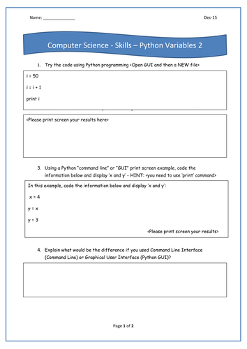 OCR A452 GCSE Practical Investigation PYTHON VARIABLES | Teaching Resources OCR A452 GCSE Practical Investigation PYTHON VARIABLES | Teaching Resources