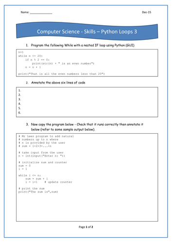 OCR A452 Practical Investigation PYTHON ITERATION (LOOPS) | Teaching ... OCR A452 Practical Investigation PYTHON ITERATION (LOOPS) | Teaching ...