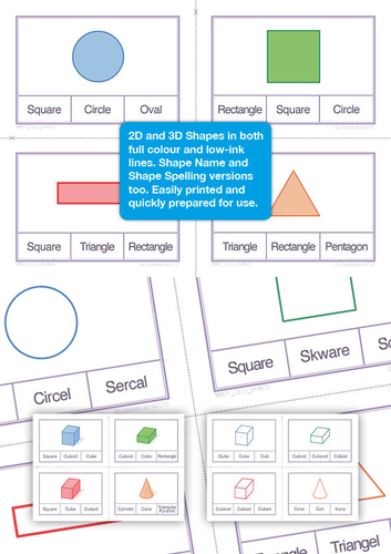 2d and 3D Shapes Clip Cards by LittleStreams - UK Teaching Resources - TES