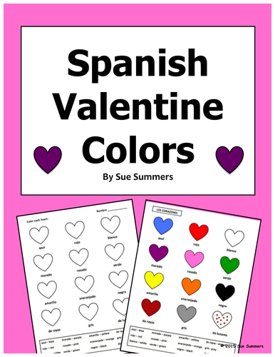 Spanish Valentine Colors Activity Worksheet | Teaching Resources