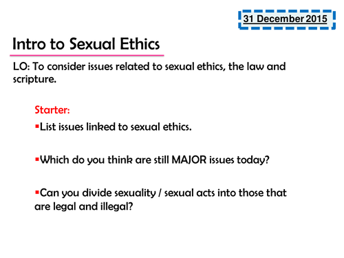 Sexual Ethics Teaching Resources