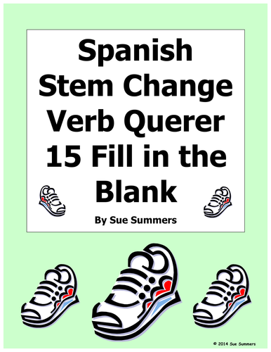 Spanish Stem Change Verb Querer 15 Fill in the Blank | Teaching Resources