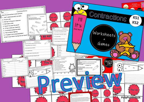 Contractions for KS1 / KS2 by Polly Puddleduck - UK Teaching Resources ...