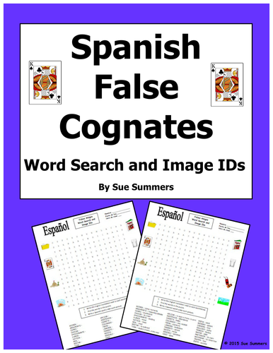 Spanish False Cognates Word Search Puzzle and Image IDs Worksheet by ...