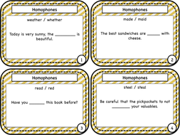 100 Common Homophone Grammar and Spelling Task Cards | Teaching Resources