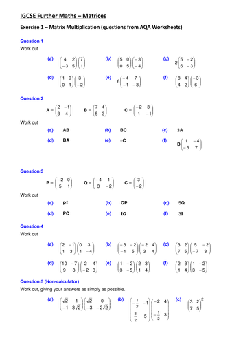 IGCSE Further Maths - Matrix Transformations | Teaching Resources IGCSE Further Maths - Matrix Transformations | Teaching Resources
