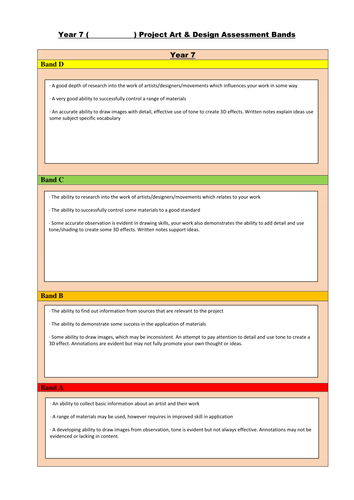 Secondary Art & Design Assessment without Levels Framework - Year 7-11 ...