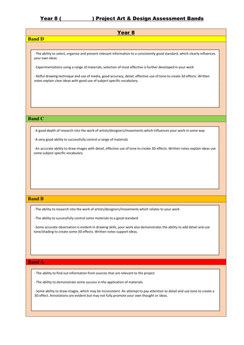 Secondary Art & Design Assessment without Levels Framework - Year 7-11 ...