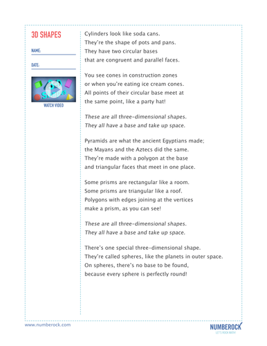 3D Shapes: Musical Lesson Plan | Teaching Resources