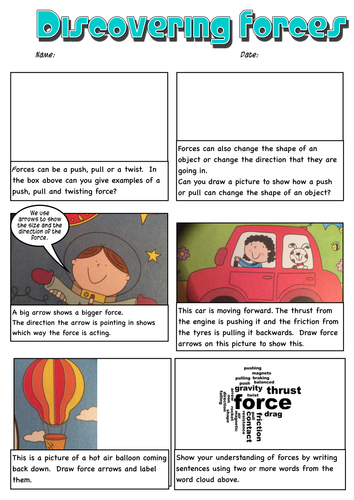 Discovering Forces and drawing force arrows - Cartoon Text and ...