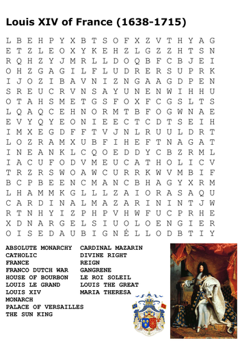 Louis XIV of France Word Search | Teaching Resources
