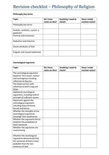 A Level Religious Studies - Introduction to the Philosophy of Religion ...