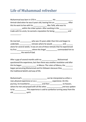 A Level Religious Studies - Life of the Prophet | Teaching Resources