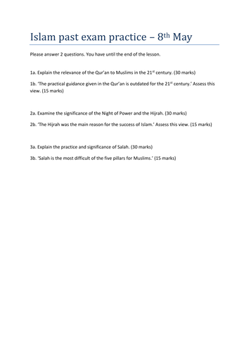 A Level Religious Studies - Islam Revision | Teaching Resources