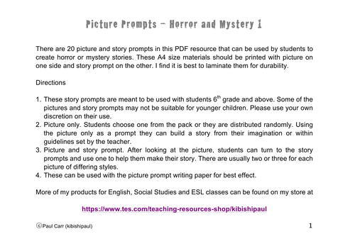 Picture Prompts for Creative Writing - Horror and Mystery | Teaching ...