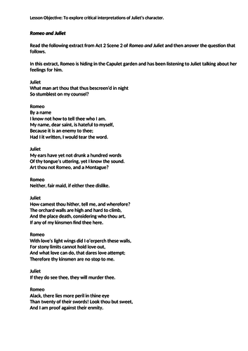 Romeo and Juliet | Teaching Resources