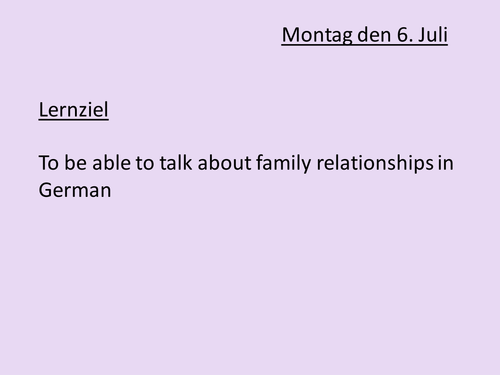AS German Familienbeziehungen (Family) | Teaching Resources