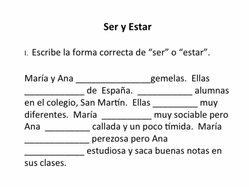 Spanish Ser vs. Estar TPR Story and Activities | Teaching Resources