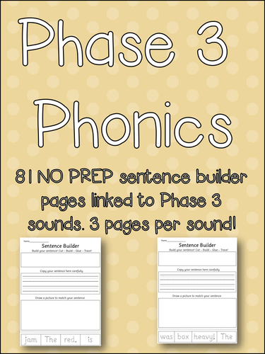 Phase 3 Phonics - Sentence Builder - Handwriting & Sentences - 81 NO ...