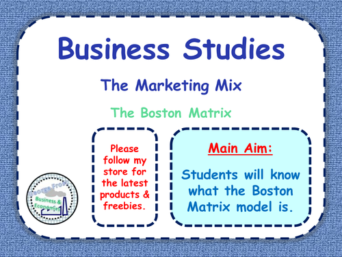 The Boston Matrix - Product Portfolio - Marketing Mix - 4 P's - GCSE ...