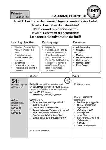 FRENCH – HEALTH & BODY - Y3-Y4: The months of the year/ Celebrating a ...