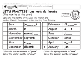 FRENCH – HEALTH & BODY - Y3-Y4: The months of the year/ Celebrating a ...