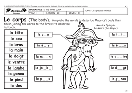 FRENCH – HEALTH & BODY - Y3-Y4: The body/ le corps | Teaching Resources