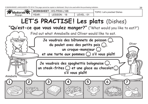 FRENCH – FOOD - Y3-Y4: Drinks and dishes/ Les boissons/ Les plats ...