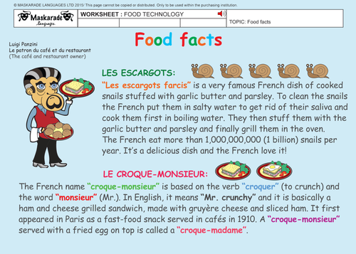 FRENCH – FOOD - Y3-Y4: Drinks and dishes/ Les boissons/ Les plats ...