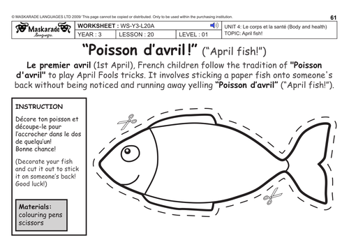 FRENCH - UNIT 5: FOOD / Y3-Y4: Happy Easter/ April Fools tricks ...