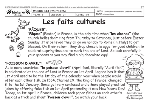 FRENCH - UNIT 5: FOOD / Y3-Y4: Happy Easter/ April Fools tricks ...