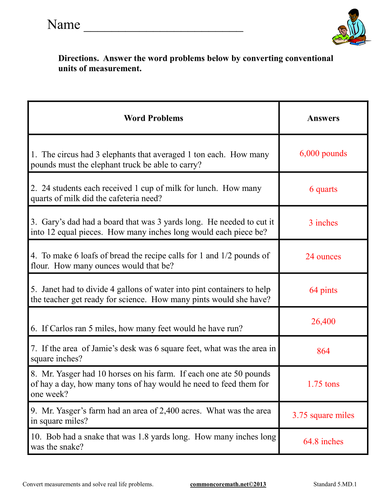 Fifth Grade Measurement and Data - NCCS Math 5.MD.1 | Teaching Resources