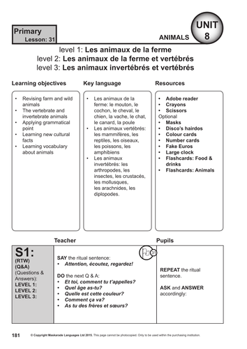 FRENCH – FRIENDS & ACTIVITIES - Y3-Y4: Farm and zoo animals/ Les ...