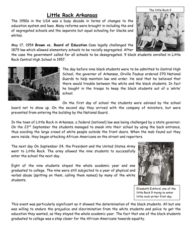 Civil Rights USA 1950s | Teaching Resources